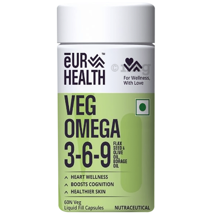 Eur Health Veg Omega 3 6 9 Flax Seed & Olive Oil, Borage Oil Liquid ...