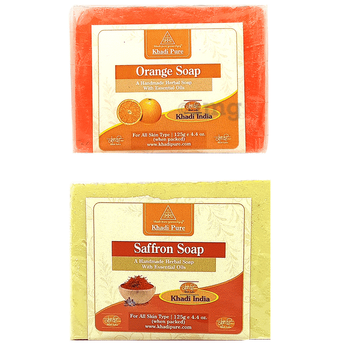 Khadi Pure Combo Pack of Orange Soap & Saffron Soap (125gm Each): Buy ...