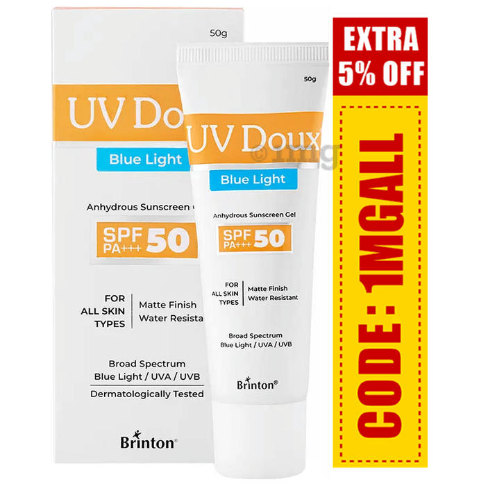 UV Doux Blue Light Sunscreen Gel SPF 50 PA+++ | Water-Resistant | For ...