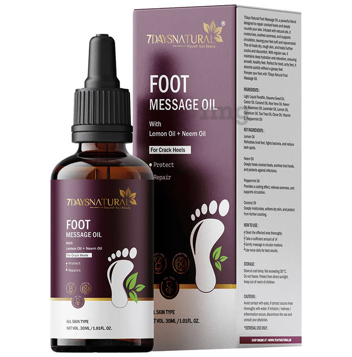 7 Days Natural Foot Massage Oil with Lemon Oil+ Neem Oil for Creack ...