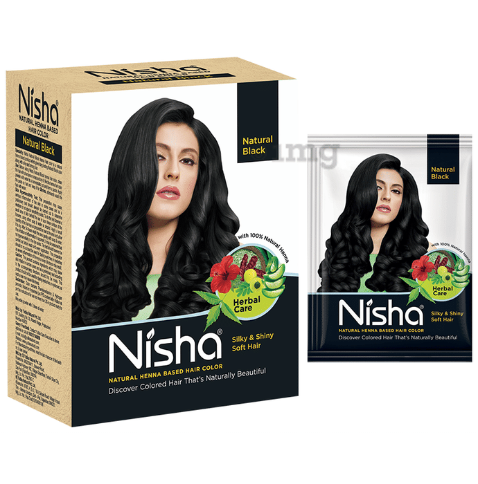 Nisha Natural Henna Based Hair Color (60gm Each) Natural Black: Buy box ...