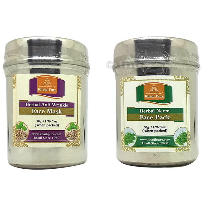 Khadi Pure Combo Pack of Herbal Anti Wrinkle Face Mask & Herbal Neem Face Mask (50gm Each): Buy ...