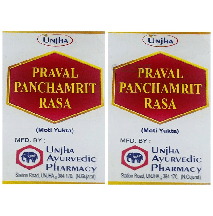 Unjha Praval Panchamrit Rasa (Moti Yukta) Tablet (25 Each): Buy combo ...