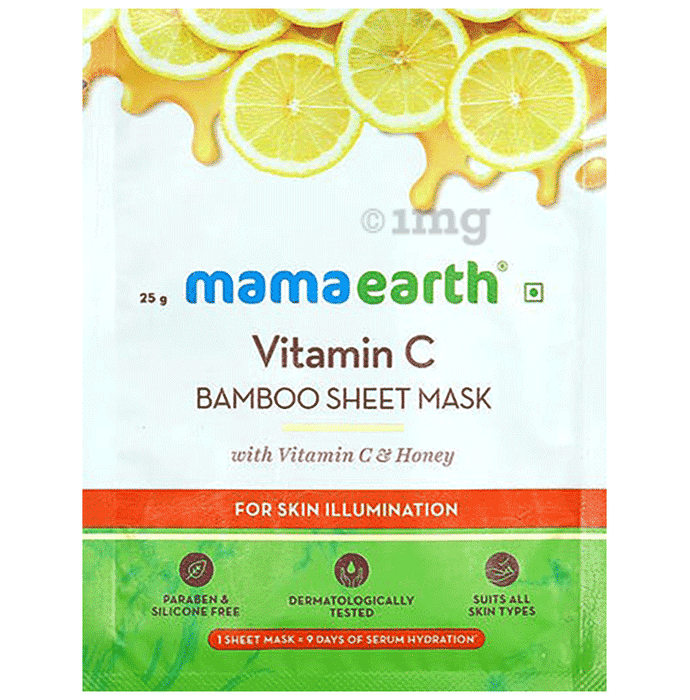 Mamaearth Vitamin C Bamboo Sheet Mask: Buy packet of 25.0 gm Face Mask at best price in India | 1mg
