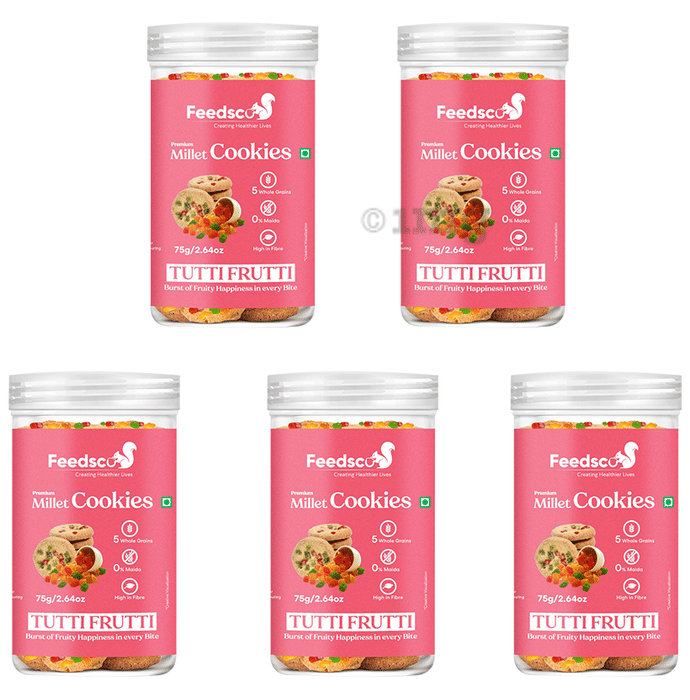 Feedsco Premium Millet Cookies (75gm Each) Tutti Frutti: Buy combo pack ...