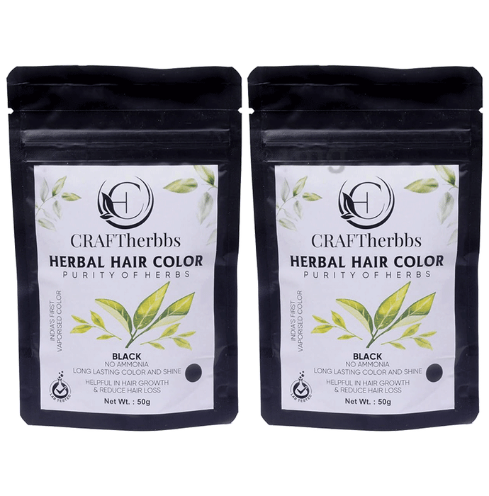 CRAFTherbbs Herbal Hair Colour (50gm Each) Black: Buy combo pack of 2.0 ...