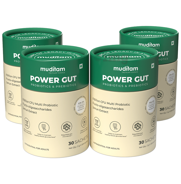 Muditam Power Gut Sachet | Prebiotics & Probiotics Supplement | Relief ...
