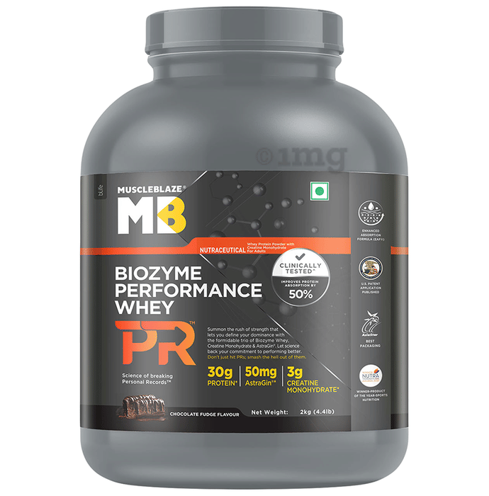 MuscleBlaze Biozyme Performance Whey Protein PR Powder Chocolate Fudge ...