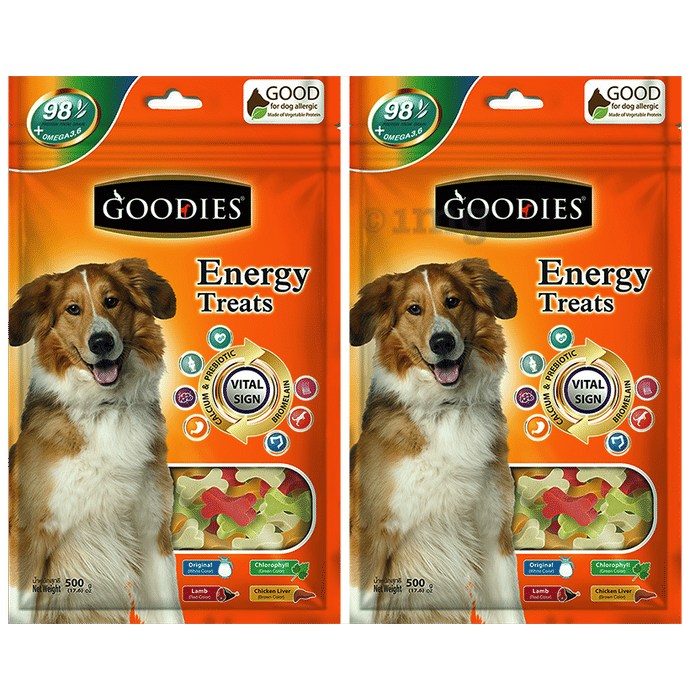 Goodies Energy Treats Dog Food (500gm Each) Cut Bone: Buy combo pack of ...