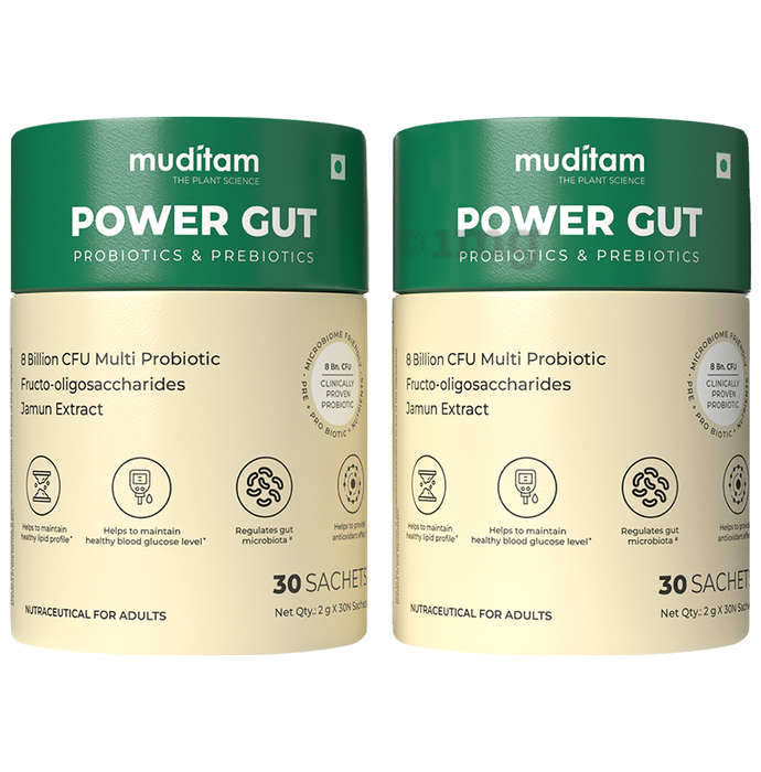 Muditam Power Gut Sachet | Prebiotics & Probiotics Supplement | Relief ...
