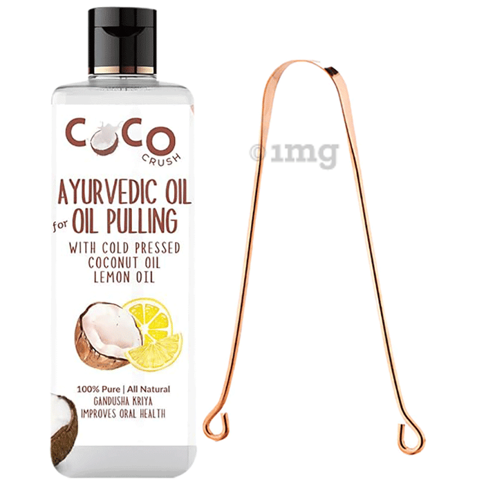 Coco Crush Ayurvedic Oil for Oil Pulling with Cold-pressed Coconut Oil & Lemon Oil with Copper ...