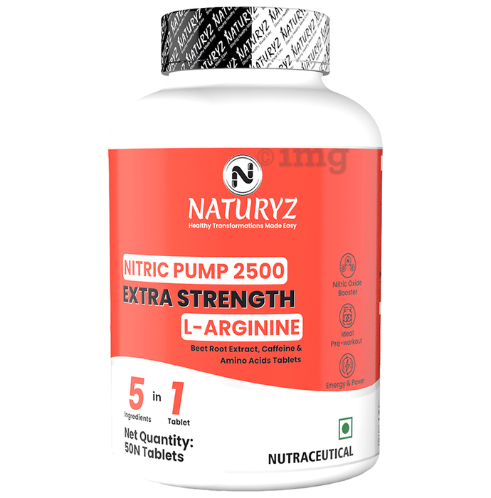 Naturyz Nitric Oxide Pump 2500 L-Arginine Citrulline Caffeine Tablet ...