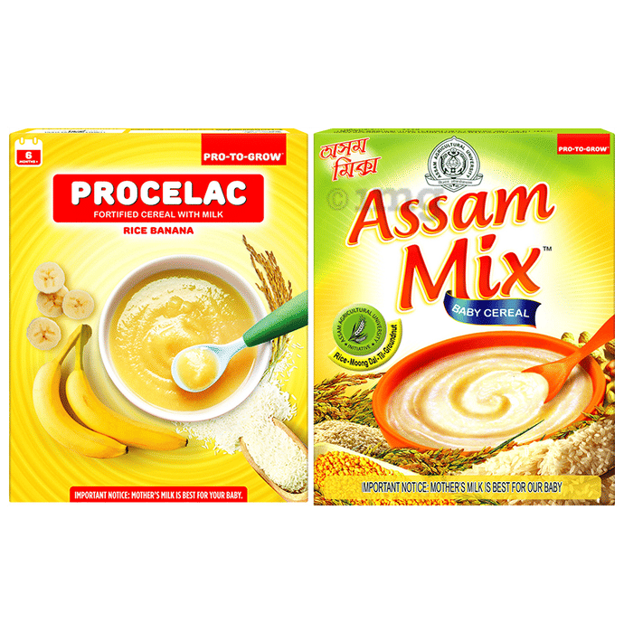 Combo Pack of Pro-To-Grow Assam Mix Baby Cereal & Pro-To-Grow Procelac ...
