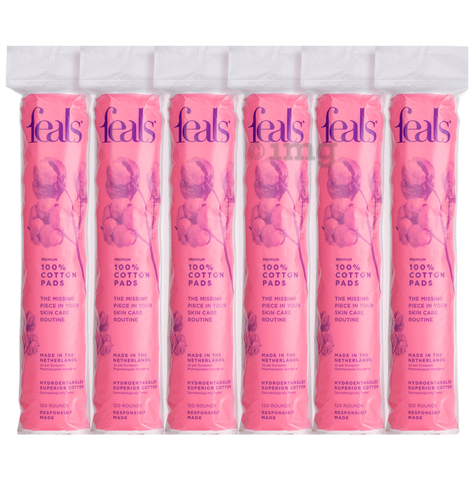 Feals Premium Cotton Pads for Face Cleansing & Makeup Remover (120 Each ...