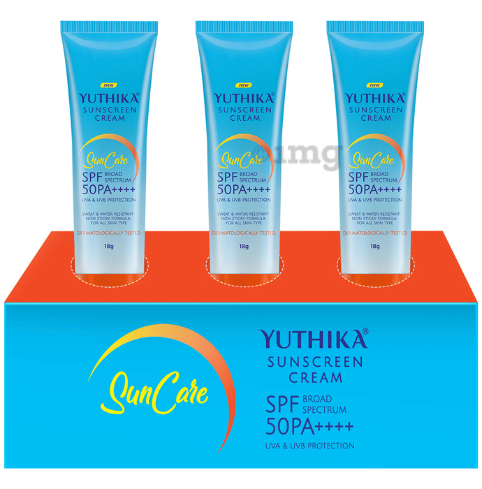 Yutika Sunscreen Cream (18gm Each) SPF 50++++: Buy combo pack of 3.0 ...