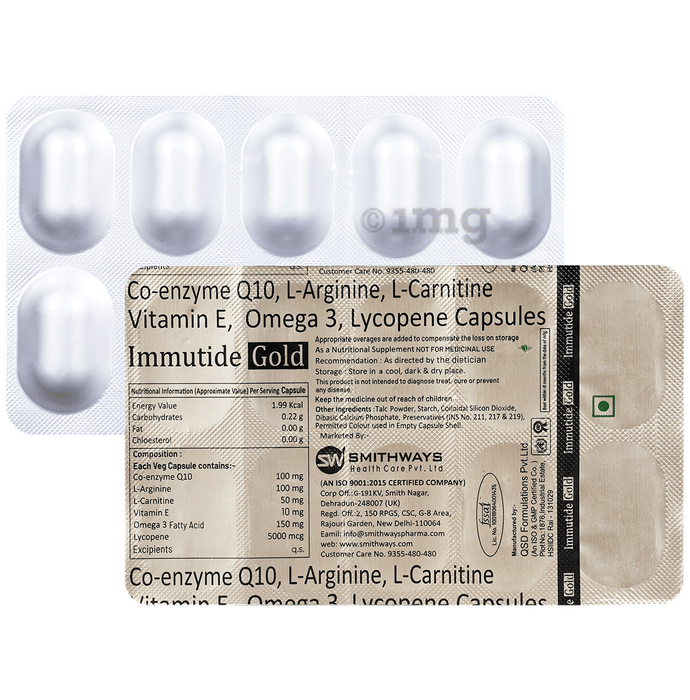 Immutide Gold Veg Capsule: Buy strip of 10.0 capsules at best price in ...