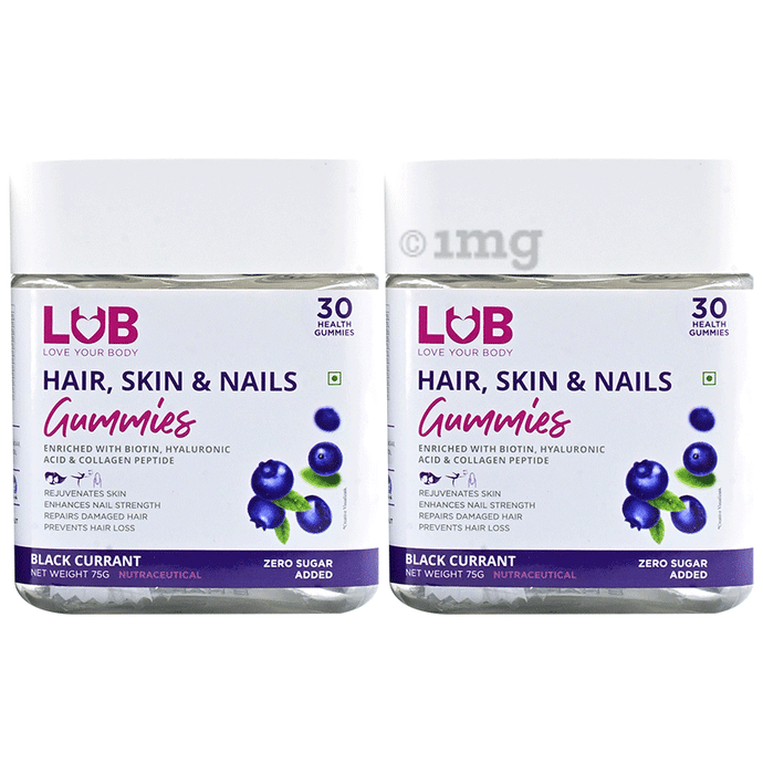LUB Love Your Body Hair, Skin & Nails Gummies (30 Each) Black Currant ...