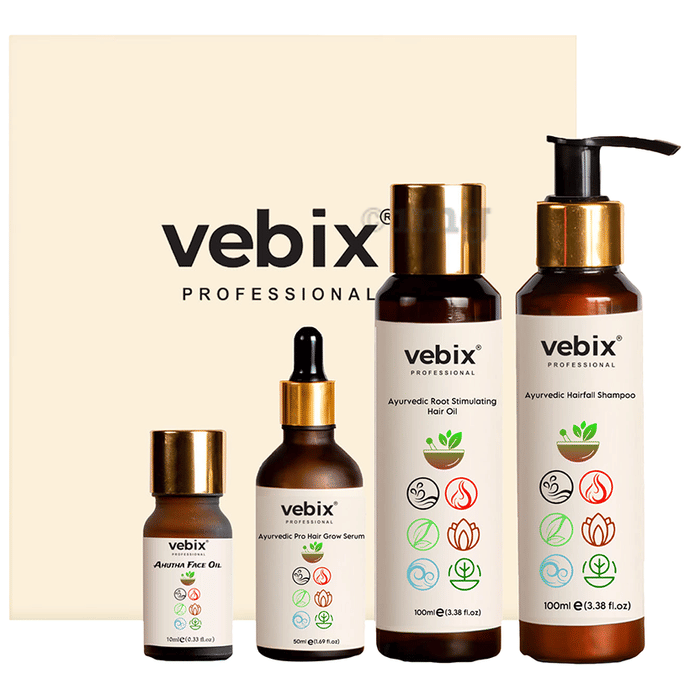 Vebix Professional Customised HairCare Set - 4 Ayurvedic Products Kit ...