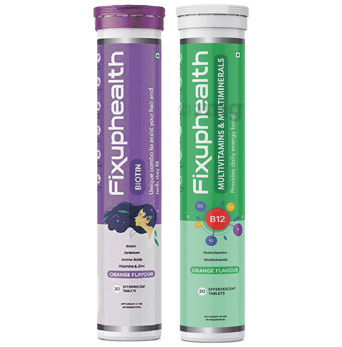 Combo Pack of Fixuphealth Biotin Effervescent Tablet Orange ...