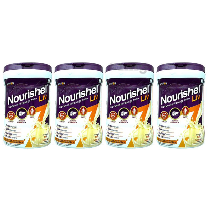 Nourishel Liv Protein Powder (400gm Each) Vanilla: Buy combo pack of 4. ...