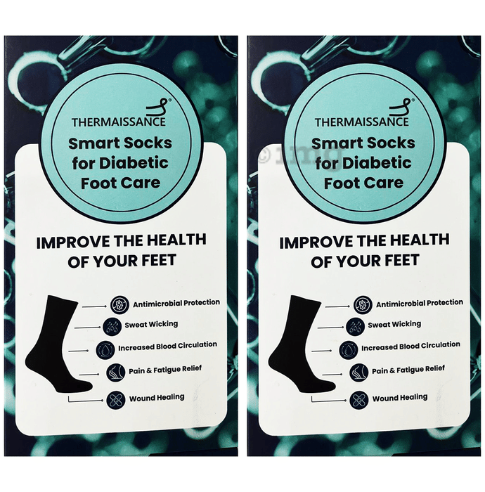 Thermaissance Smart Socks for Diabetic Footcare (1 Pair Each) Black ...