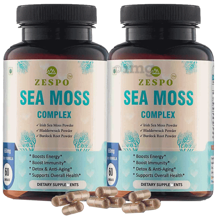 Zespo Sea Moss Complex 650mg Each Capsules (60 Each): Buy combo pack of ...