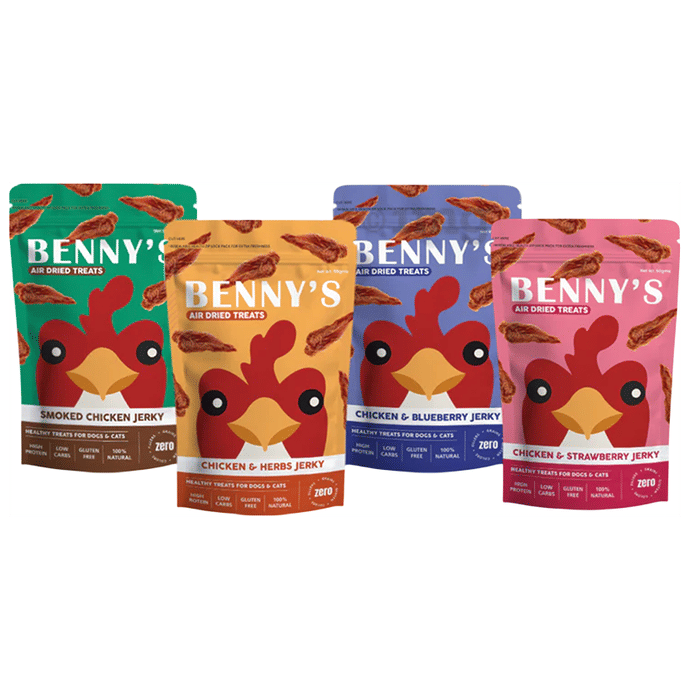 Benny's Combo Pack of Air Dried Treats Smoked Chicken Jerky, Chicken & Herbs Jerky, Chicken ...