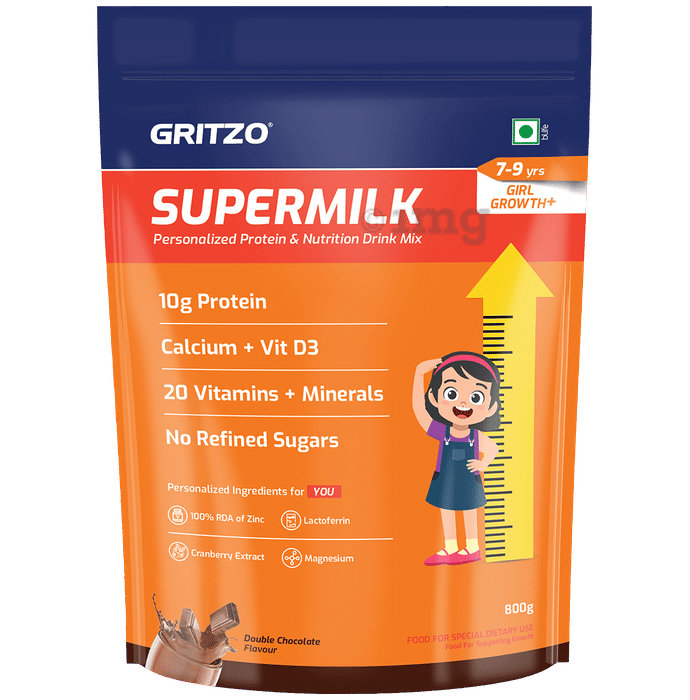 Gritzo Supermilk Growth+ Powder for 7-9 Yrs Girl Double Chocolate: Buy ...