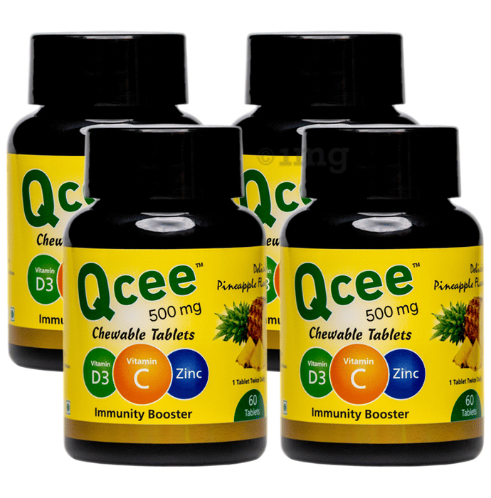 Qcee 500mg Chewable Tablet Delicious Pineapple Flavour (60 Each): Buy ...