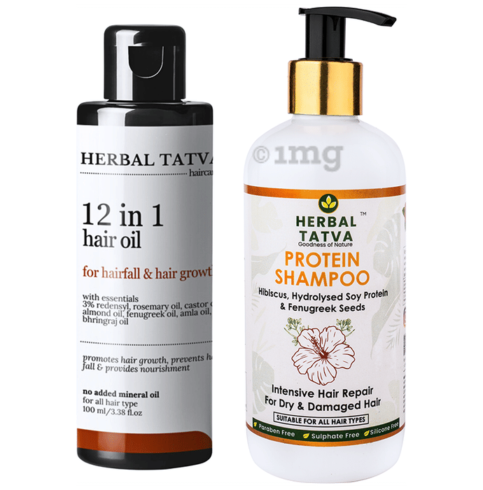 Herbal Tatva Combo Pack of 12 in 1 Hair Growth Oil (100ml) & Protein ...