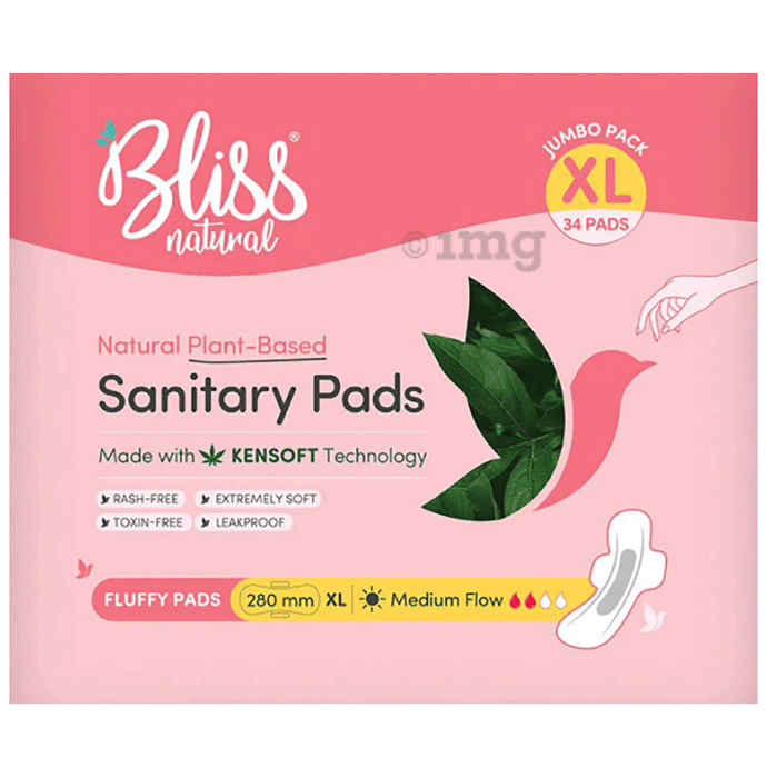 Bliss Natural Plant Based Sanitary Fluffy Pads XL: Buy packet of 34.0 ...