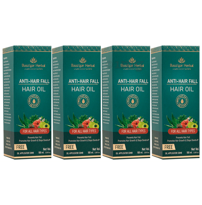 Baazigar Herbal Anti-Hair Fall Oil (100ml Each): Buy combo pack of 4.0 ...