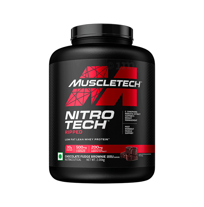 Muscletech Nitro Tech Ripped Powder Chocolate Fudge Brownie: Buy jar of ...