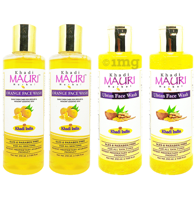 Khadi Mauri Herbal Combo Pack of Orange & Ubtan Face Wash (210ml Each): Buy combo pack of 4.0 ...