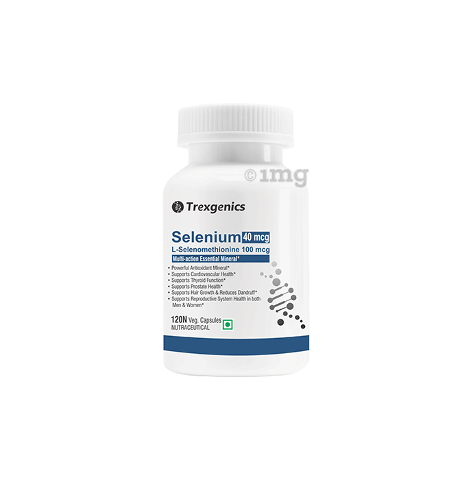 Trexgenics Selenium 40 mcg Veg Capsule: Buy bottle of 120 vegicaps at ...