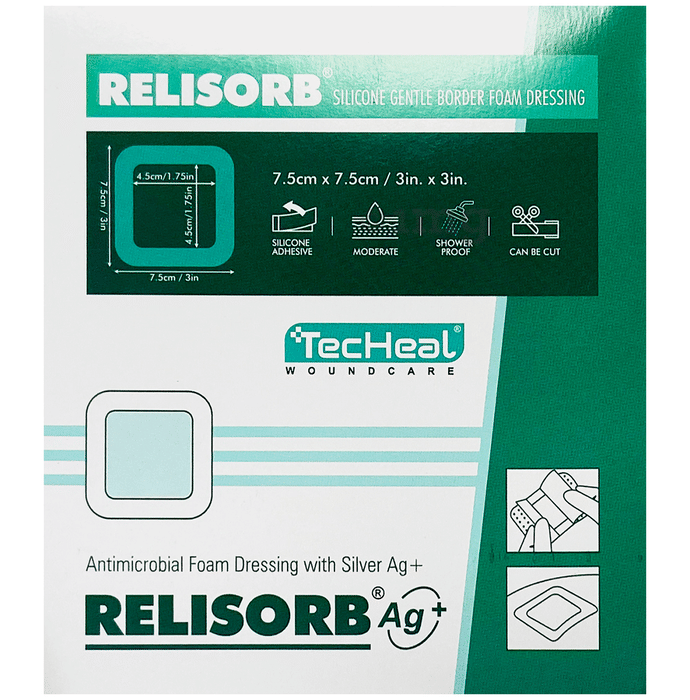 Techeal Relisorb Silicone Gentle Border Foam Dressing with Silver Ag+ ...