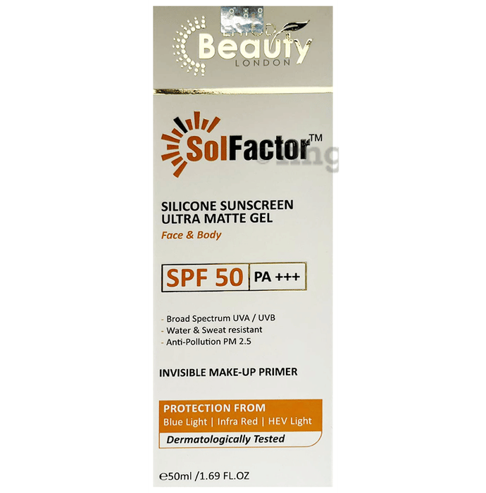 SolFactor Silicone Sunscreen Ultra Matte Gel Face & Body SPF 50 PA ...