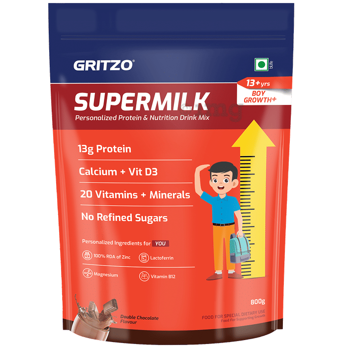 Gritzo Supermilk Growth+ Powder for 13+ Yrs Boy Double Chocolate: Buy ...