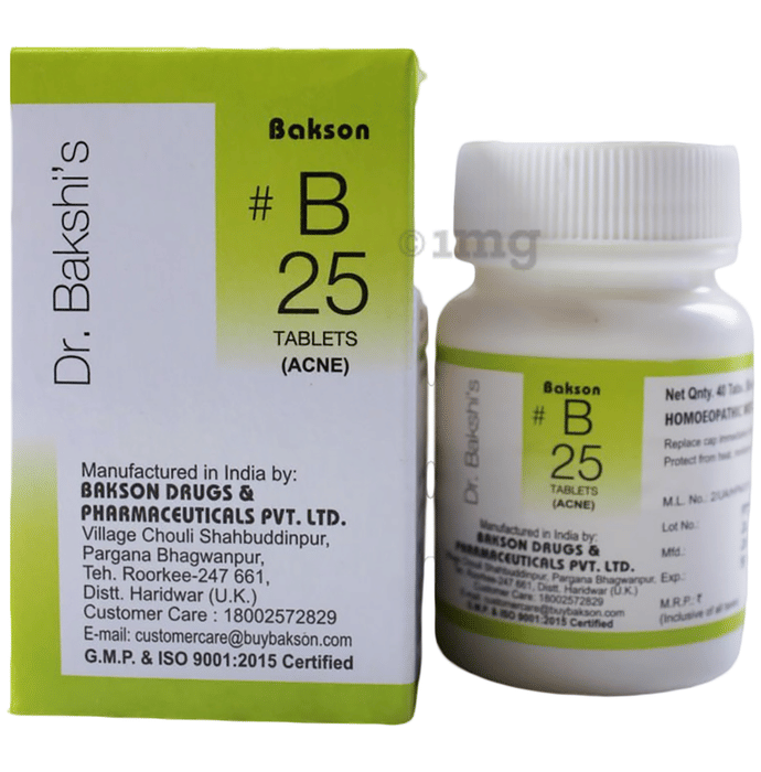 Bakson's Dr. Bakshi's B25 Acne Tablet: Buy bottle of 40.0 tablets at ...