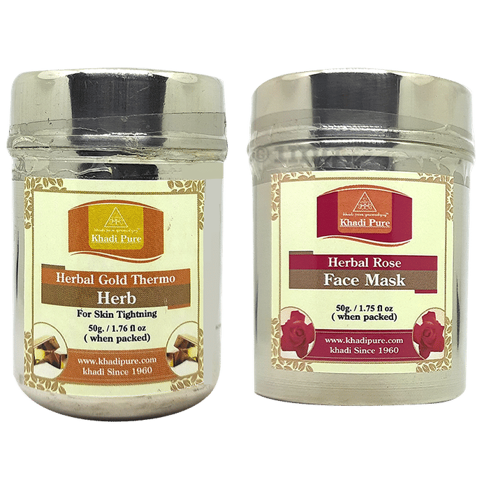 Khadi Pure Combo Pack of Herbal Gold Thermo Herb & Herbal Rose Face ...
