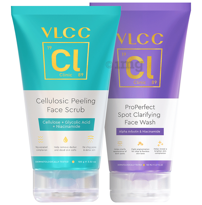 VLCC Clinic Cellulosic Peeling Face Scrub (100gm) & Spot Clarifying ...