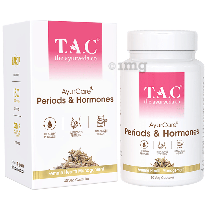 TAC The Ayurveda Co. Ayurcare Periods & Hormones Veg Capsule: Buy ...