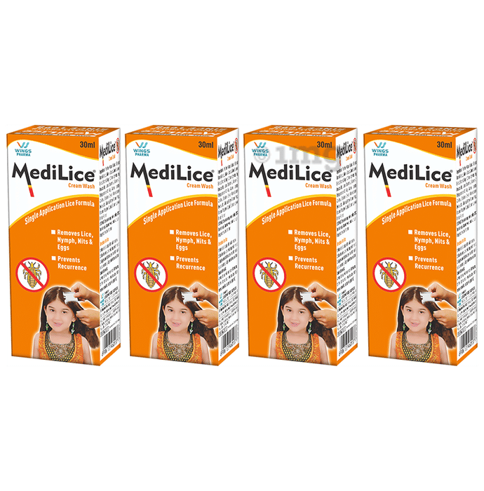 Combo Pack of Medilice Single Application Anti Lice Cream Wash (30ml ...