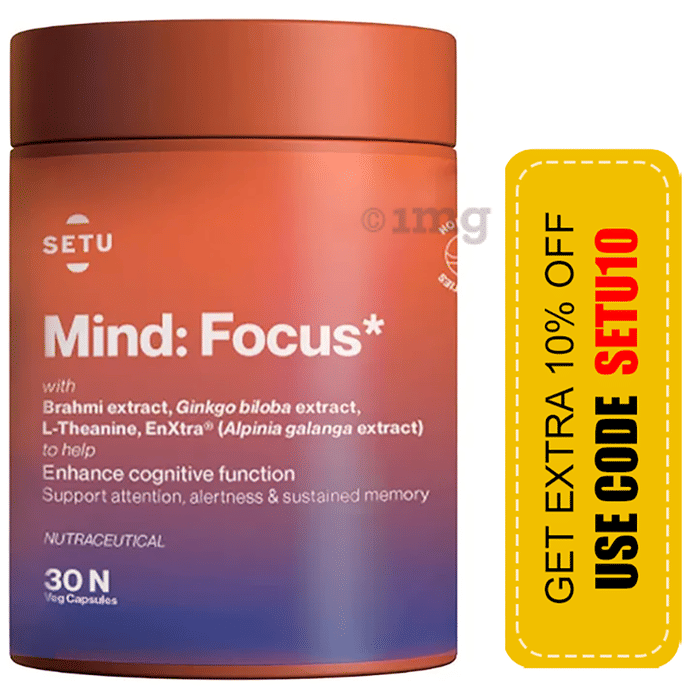 Setu Mind:Focus Veg Capsule with L-Theanine, Brahmi & Ginkgo Biloba ...