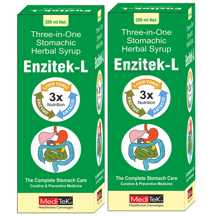 Meditek Enzitek-L Syrup for Indigestion, Acidity & Gas (200ml Each ...