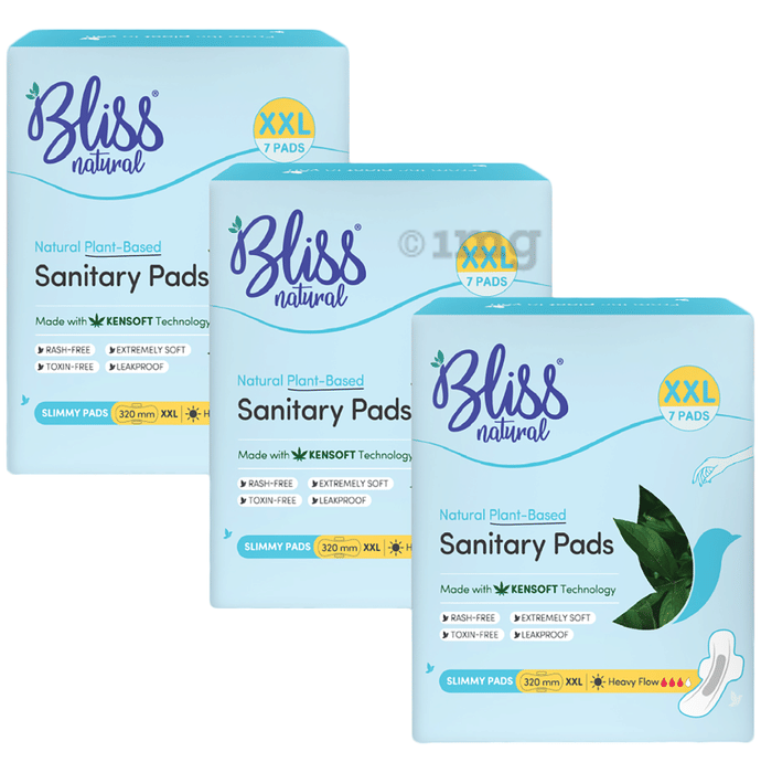 Bliss Natural Plant Based Slimmy Sanitary Pads (7 Each) XXL: Buy combo pack of 3.0 Packs at best ...