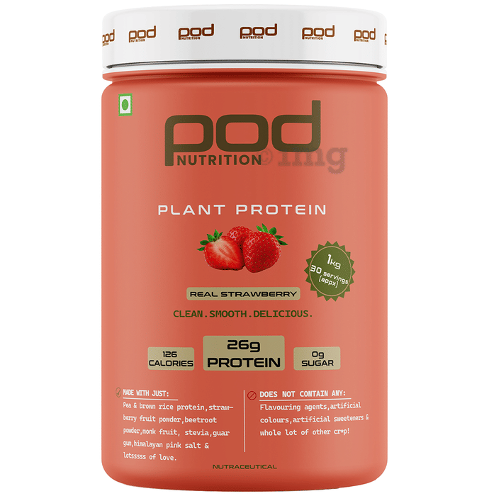 Pod Nutrition Powder Plant Protein Real Strawberry: Buy jar of 1.0 kg ...