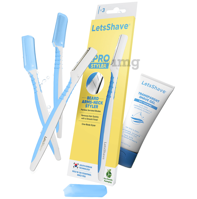 LetsShave Multi-Care Beard Pen Styler Razor for Men & Transparent Shave Gel Kit: Buy box of 1.0 ...