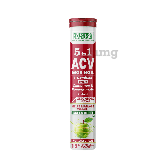 Nutrition Naturals 5 in 1 ACV Moringa Effervescent Tablet Zero Added ...