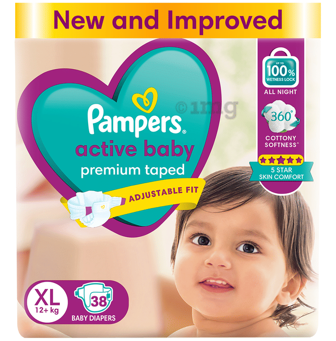 Pampers Active Baby Premium Adjustable Fit Diaper Taped XL: Buy packet ...